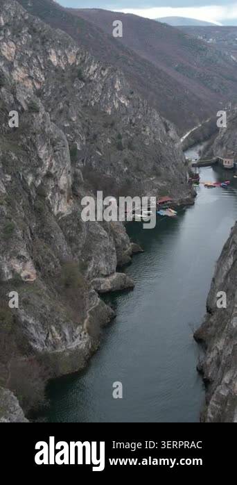 Aerial view Lake Matka near Skopje, Macedonia, is situated in a canyon ...