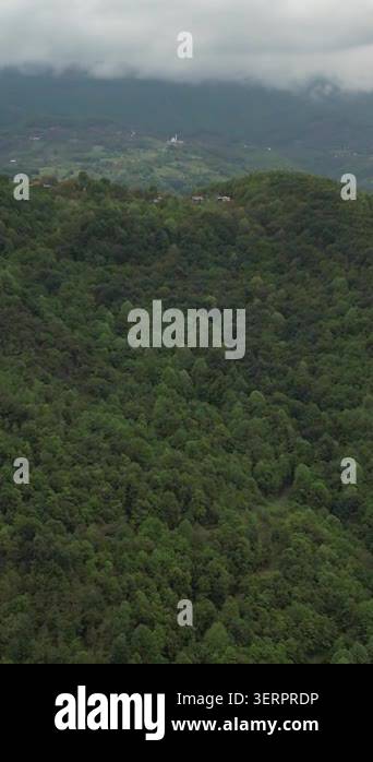 Aerial view of green mountain peak in Macedonia, summer green nature ...