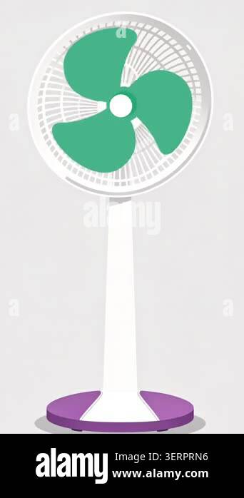 Flat vector illustration of a standing electric fan in purple and white ...