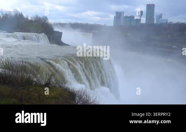The American Falls and Bridal Veil Falls in the foreground with the ...