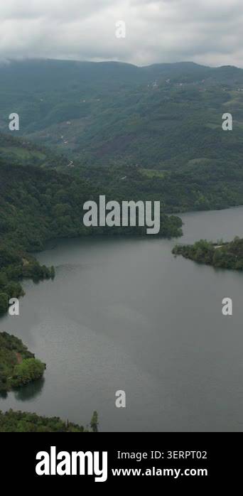 Beautiful lake in north Macedonia, hills and mountains with forest ...