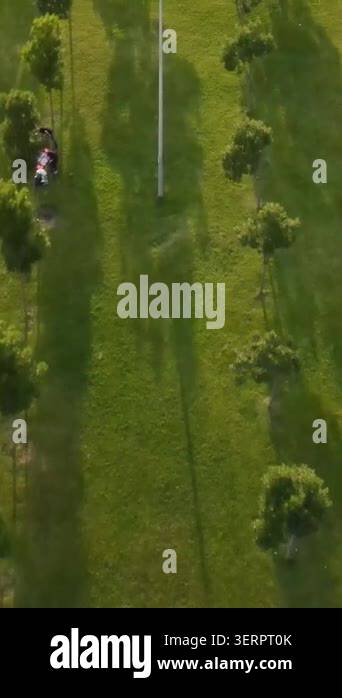Aerial view of the children centrel park, people spend their free time ...