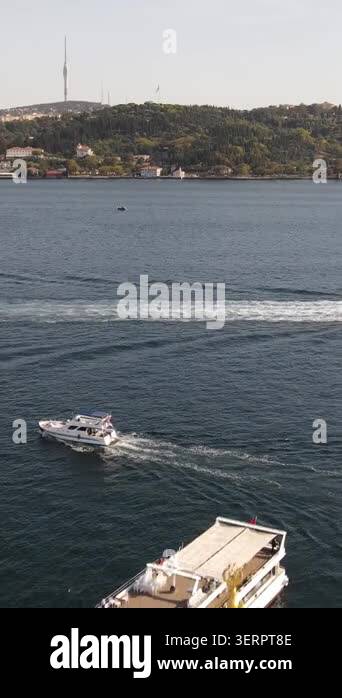 Aerial view of Ortakoy Mosque and Istanbul Bosphorus Bridge landscape ...