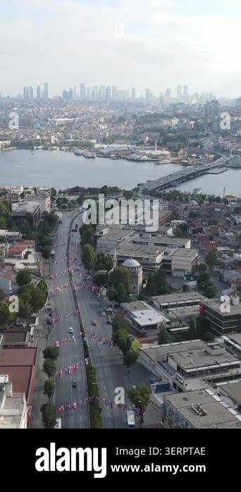 Golden horn the ancient symbols in Istanbul, aerial shot with dji drone ...