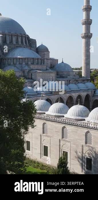 Sehzade Cami Mosque the ancient symbol in Istanbul, aerial shot with ...