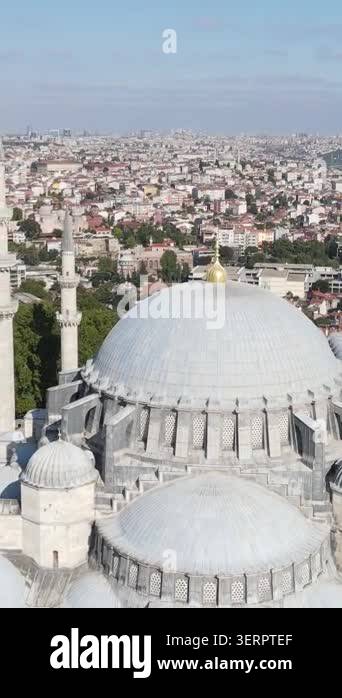 Suleymaniye Cami Mosque the ancient symbols in Istanbul, aerial shot ...