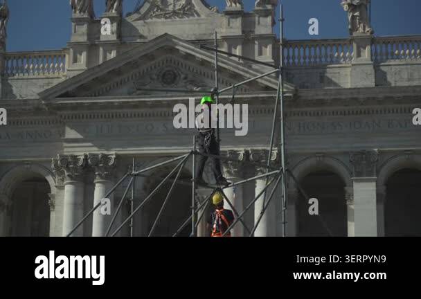 October 8, 2023. Rome, Italy. Facade of St. John Lateran basilica ...