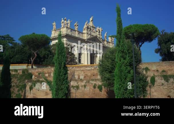 October 8, 2023. Rome, Italy. Facade of St. John Lateran basilica ...