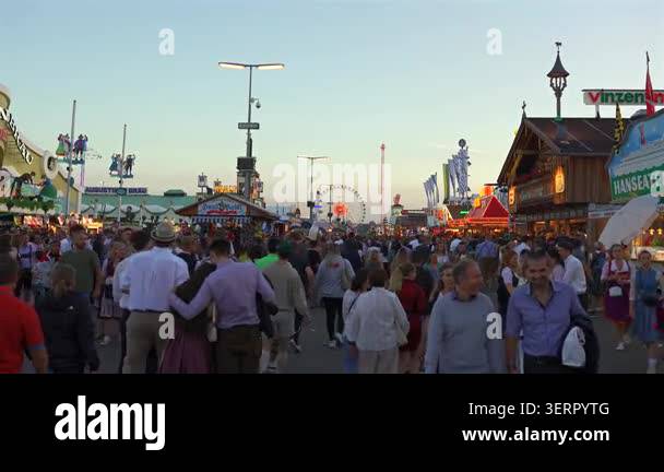 September 25, 2025. Munich, Germany. Crowded street at Oktoberfest on ...