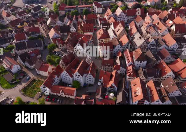 Aerial panorama of Riedlingen, Germany, showing medieval Old Town, St ...