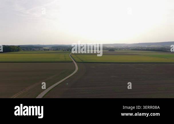 Aerial drone view of agricultural fields in Baden-Wuerttemberg, Germany ...