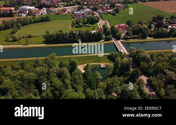 Bird eye view of the historic hydraulics system and water reservoir ...