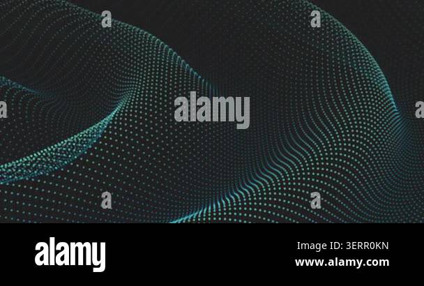 Abstract Blue Tech Dot Mesh Wave on Black Background Animated Seamless ...