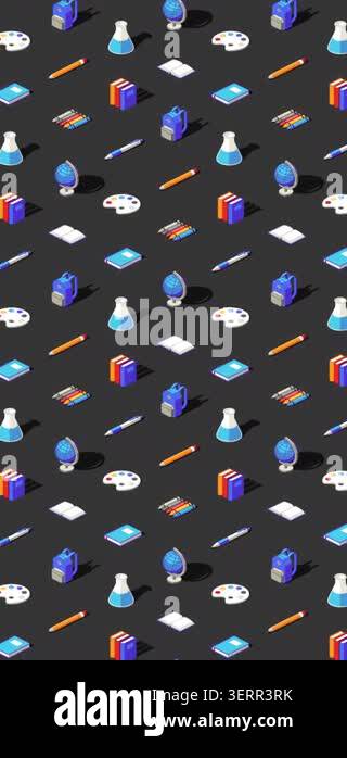 Vertical Education themed Back to school loop simple slide animation on ...