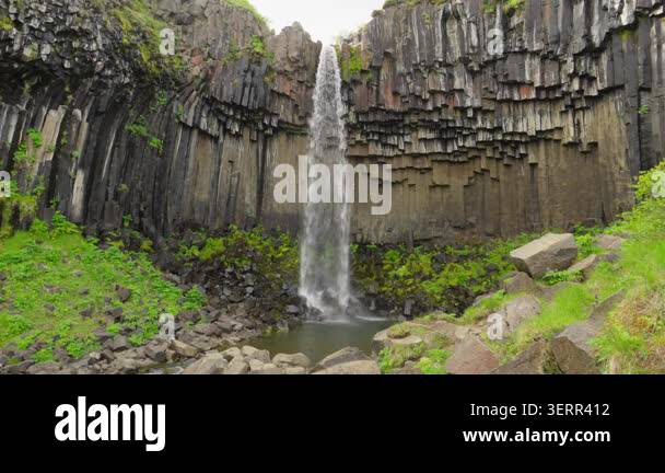 Famous and beautiful Svartifoss waterfall on a summer day in south ...