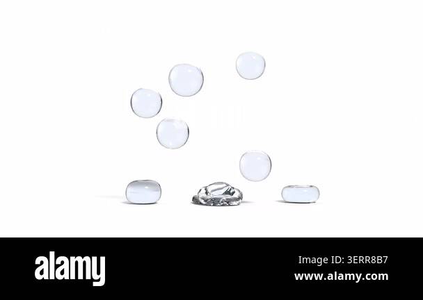 Small jelly water ball falling to the ground and bouncing around Stock ...