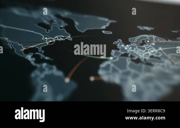 Cyber defense monitoring map with active threat signals Stock Video ...