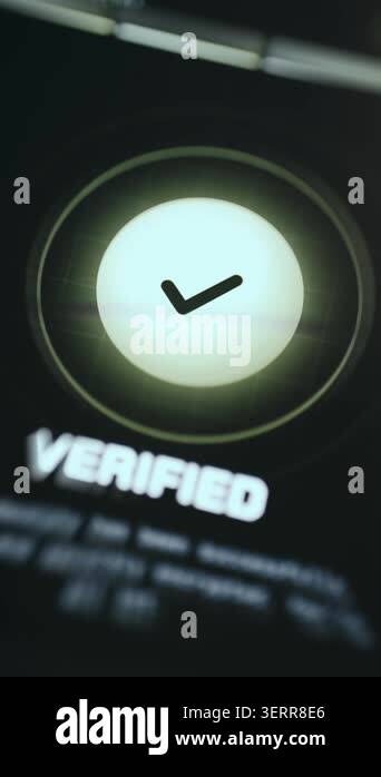 Verified status with checkmark symbol indicating success and completion ...