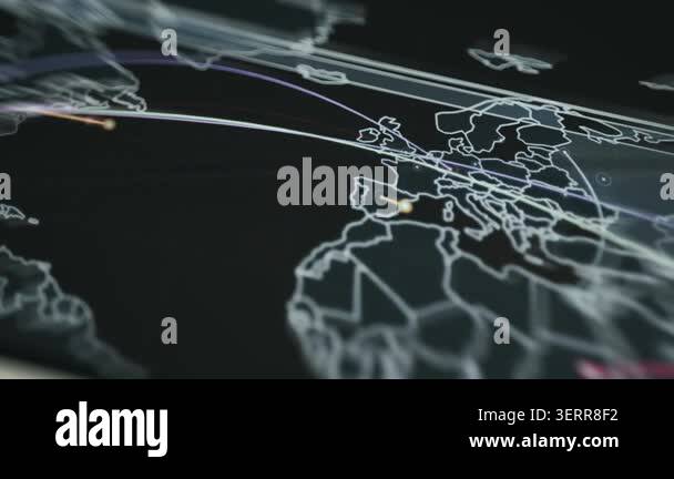 Real-time cyber attack map displaying threats across the Europe Stock ...