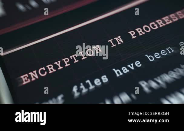 Encryption in progress notification, malicious activity Stock Video ...
