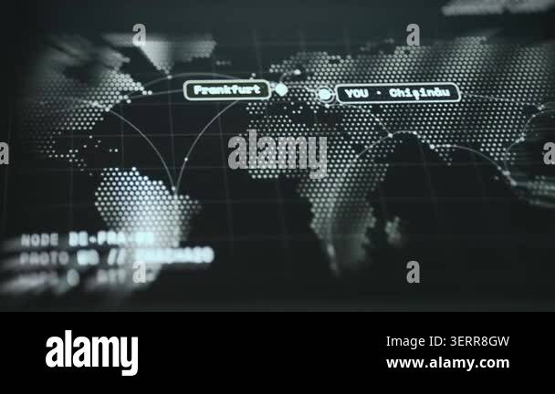 Global VPN connection interface with digital world map Stock Video ...