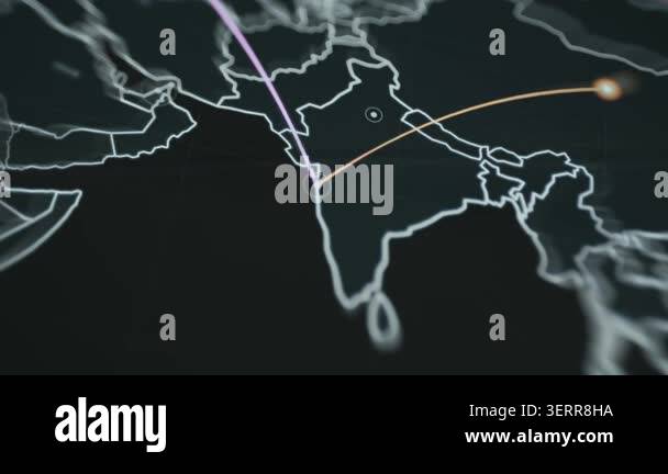 India highlighted on live cyber threat monitoring map Stock Video ...