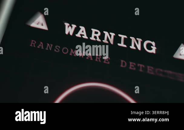 Warning screen of a ransomware malicious software has been detected ...