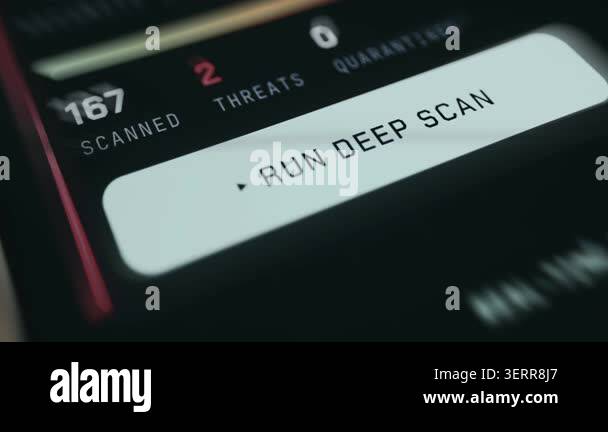 User initiates a scanning process by tapping Run Deep Scan option Stock ...