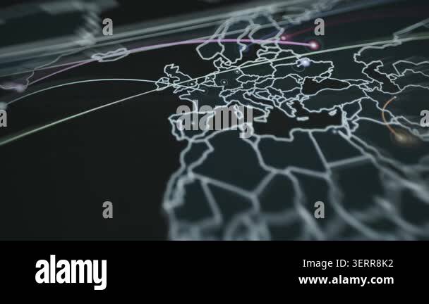 European cybersecurity operations map showing real-time attack tracking ...