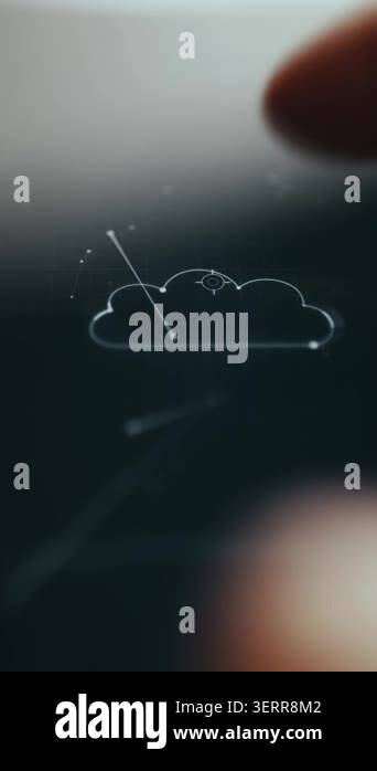 Glowing cloud icon, user placing a target symbol Stock Video Footage ...