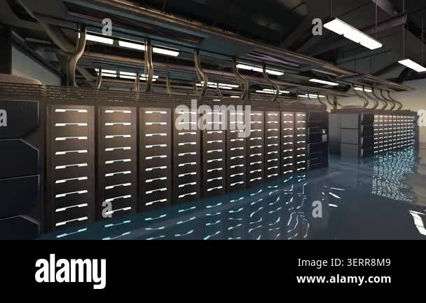 3D rendering of the server room Stock Video Footage - Alamy