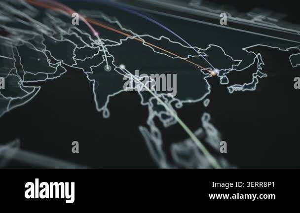 Digital threat intelligence map centered on Asia cyber activity Stock ...