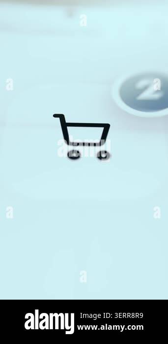 Icon of a shopping cart with 2 items Stock Video Footage - Alamy