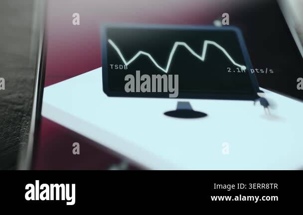 Computer monitor displaying a waveform animated graphic Stock Video ...