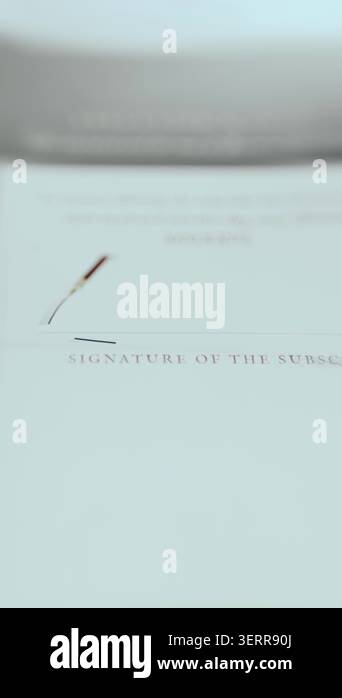 Document featuring a signature line labeled Signature of the subscriber ...