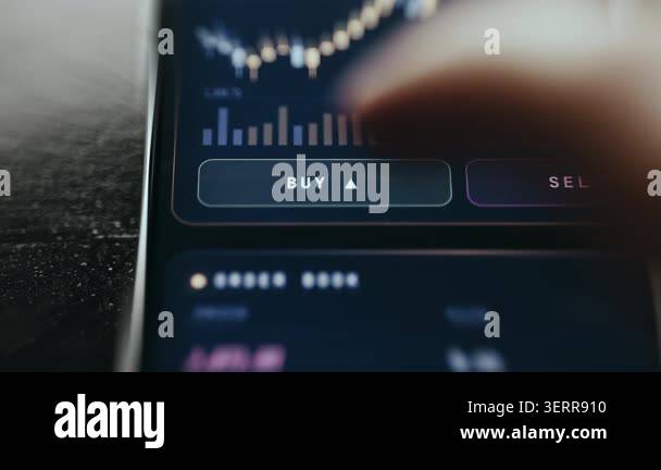 BUY order selected within a digital trading interface Stock Video ...