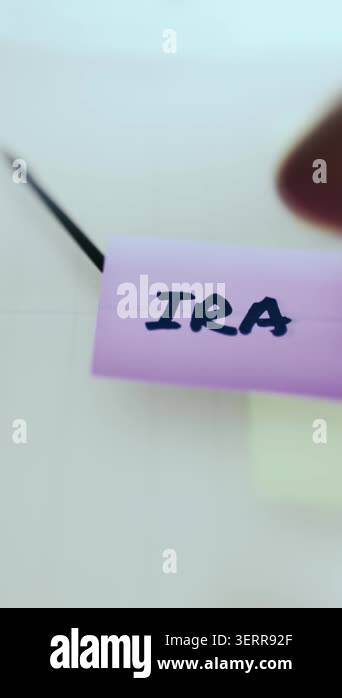 IRA text on a sticky note with explanation for Individual Retirement ...