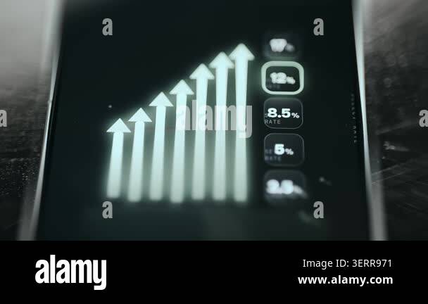 Business growth chart and a Rate set to 8 percent Stock Video Footage ...
