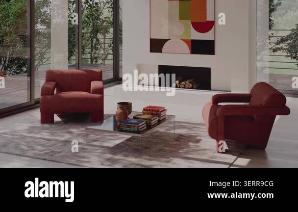 3d video rendering Camera movement footage contemporary interior modern ...