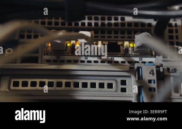 Techical engineer administrator electronic concept: closeup of ethernet ...