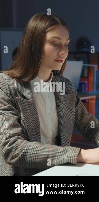 Coworking staff. Portrait of professional female young office manager ...