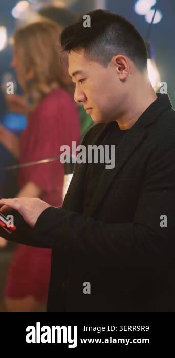 Male Portrait of Busy Chinese Entrepreneur Employee Using Tablet ...
