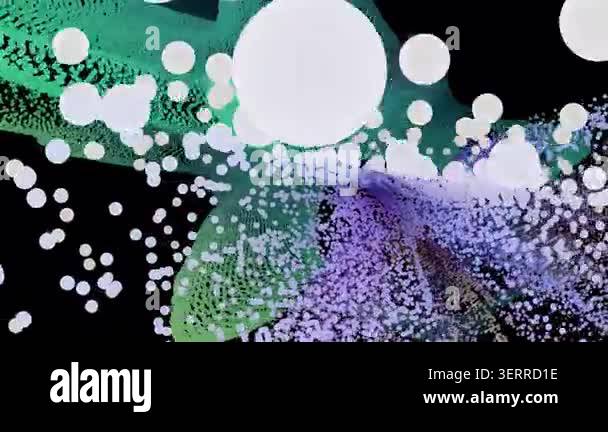 Abstract 4K Motion Graphic with Green and Violet Glowing Particle Flow ...