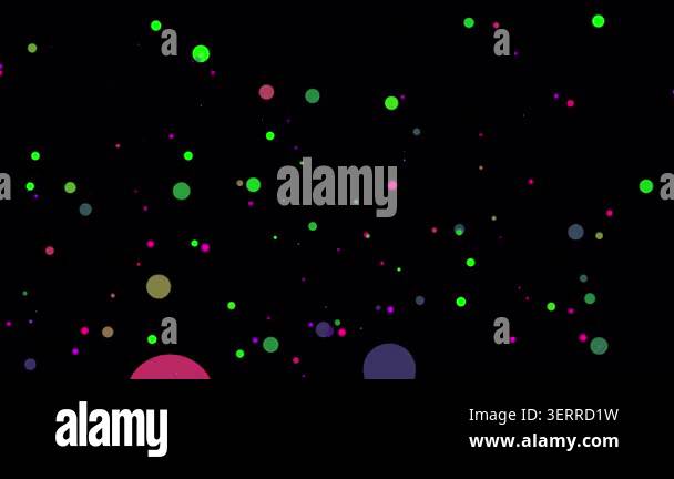 Colorful bokeh particles and circles in green, pink, and purple colors ...