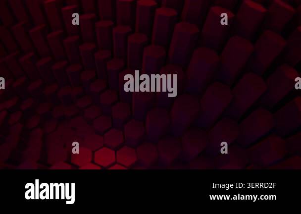 4K Red Purple Hexagonal Cylinders Wave Motion Abstract Animation ...