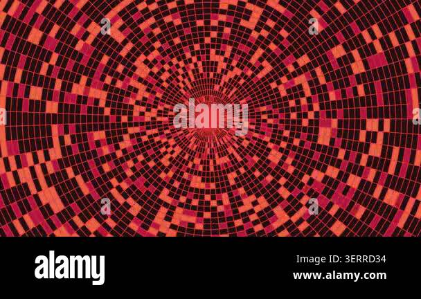 4K Red Pulsating Light Vortex Tunnel Geometric Tile Pattern Motion ...