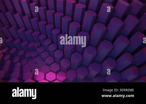 Abstract Purple Hexagonal Columns Wave Motion 4K Loop Geometric Grid ...