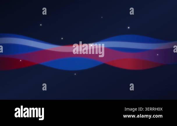 Abstract animation of blue and red waving lines over a dark, starry ...