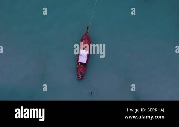 Top down aerial tropical beach and turquoise water in Thailand Asia ...
