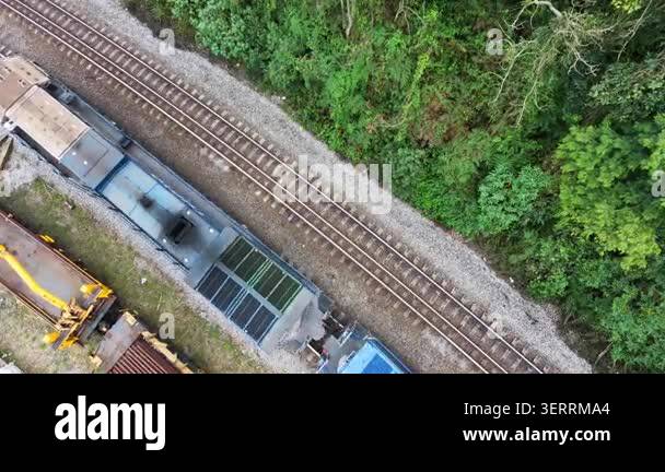 Aerial view of a cargo train Stock Video Footage - Alamy